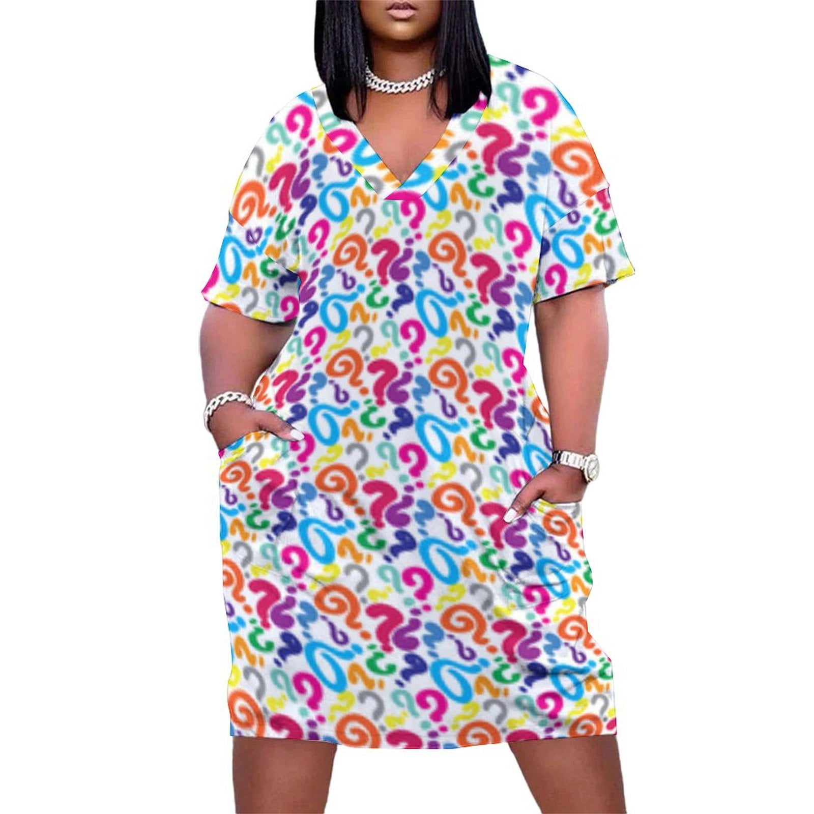 Colorful Question Marks Repeating Pattern Summer Dresses for Women ...