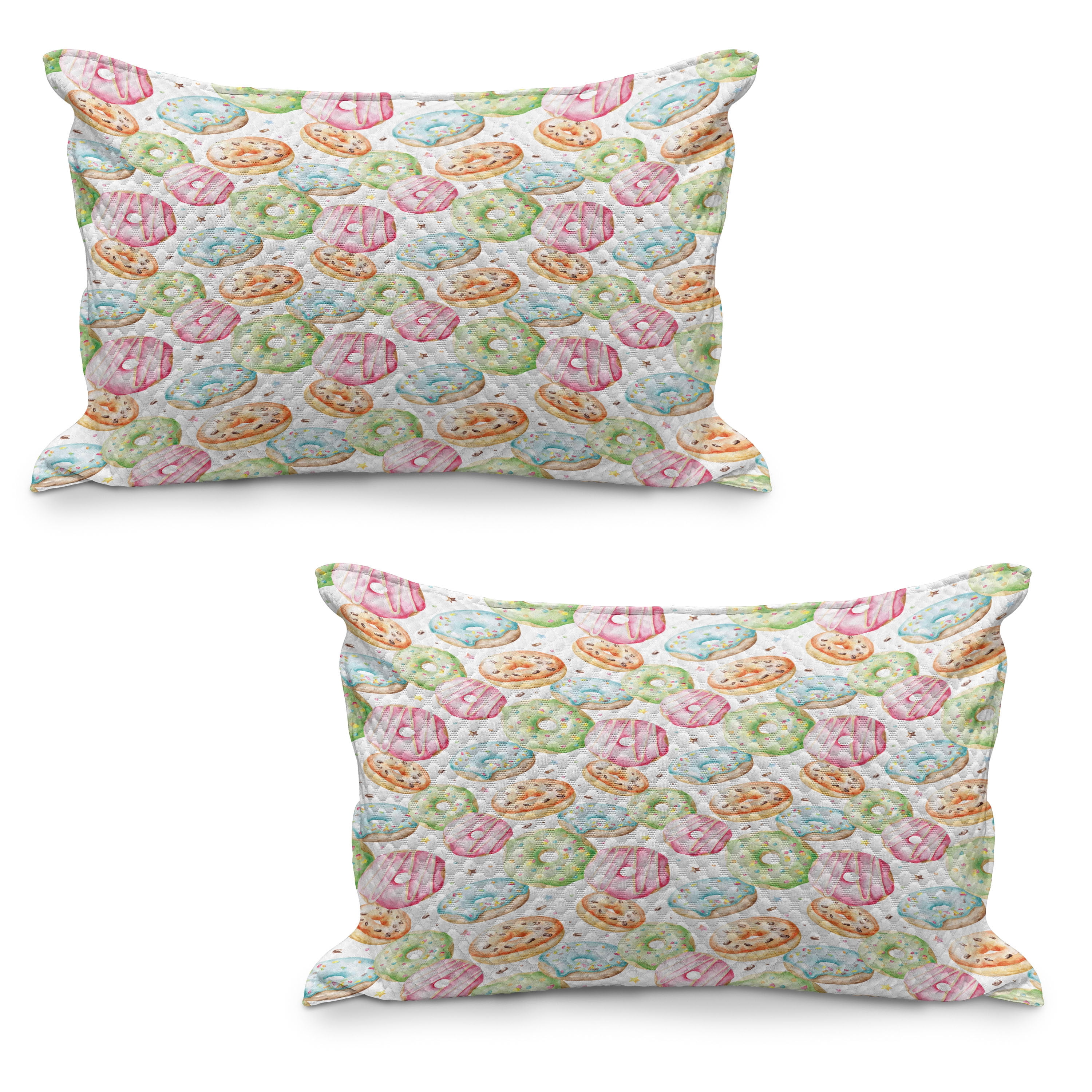 Colorful Quilted Pillowcover Set of 2, Delicious Watercolor Pattern ...