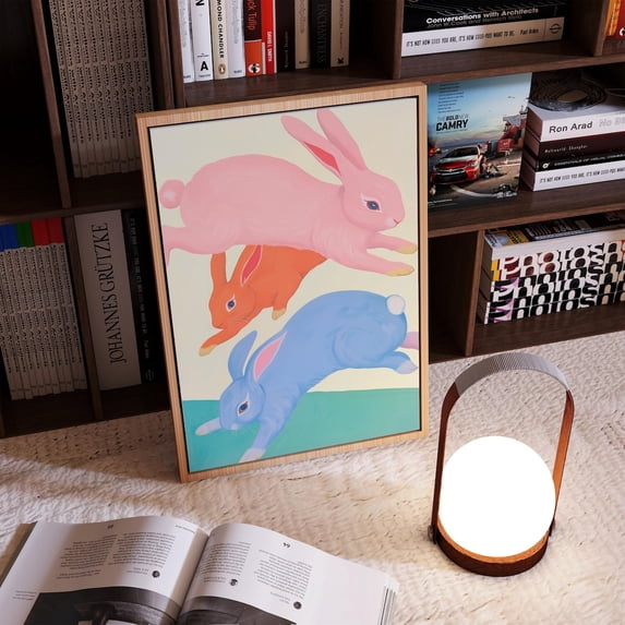 Colorful Rabbits Poster Pink Blue Orange Bunny Nursery Art, Unframed ...
