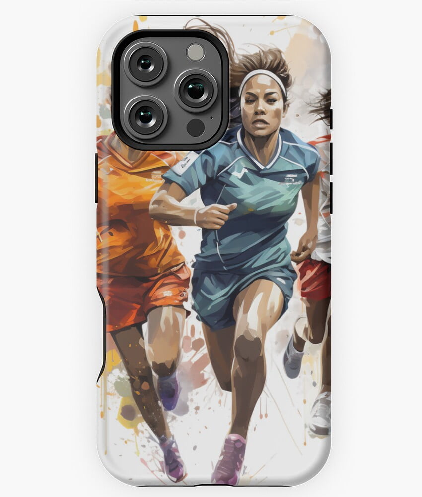 Colorful Race Women's Soccer Spirit Phone Case for iPhone 16 15 14 13 ...