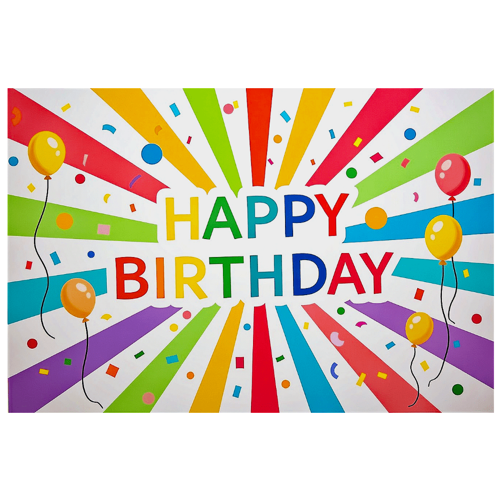 Colorful Radiant Happy Birthday Banner with Balloons and Confetti ...