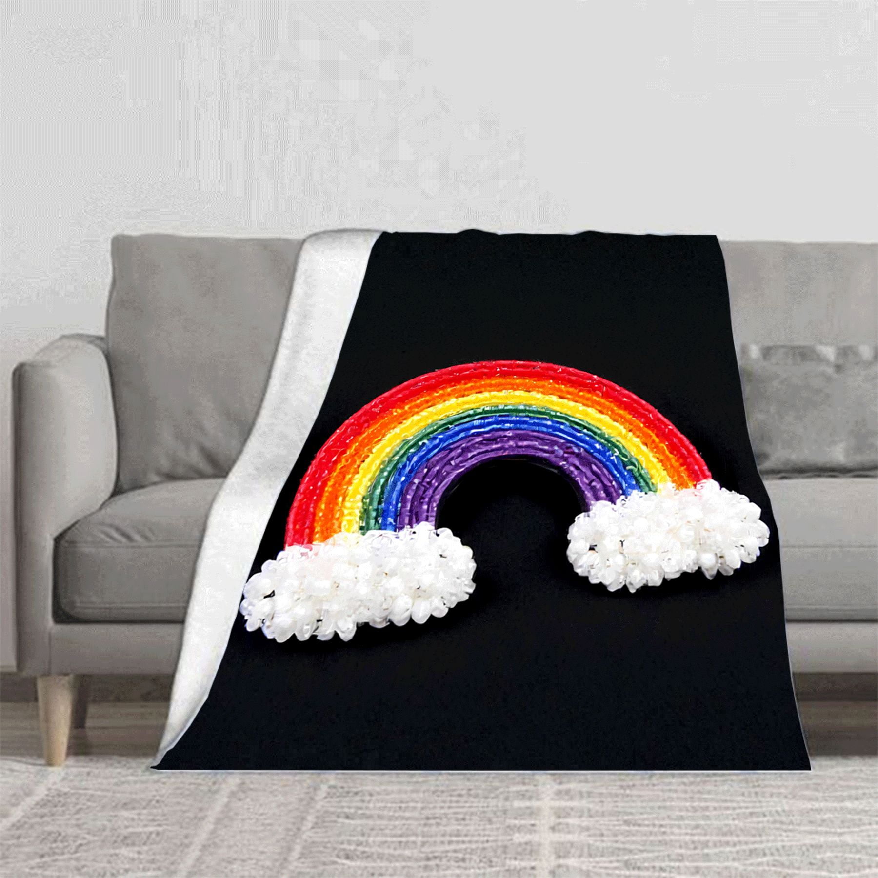 Colorful Rainbow Bead Pattern Flannel Blanket - Soft Cozy Durable for ...