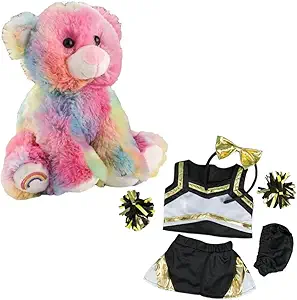 Rainbow Bear 8-Inch Stuffed Toy - Cheerleader Outfit with Matching ...