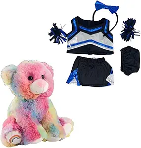 New Colorful Rainbow Bear Stuffed Toy in Metallic Royal & Black ...