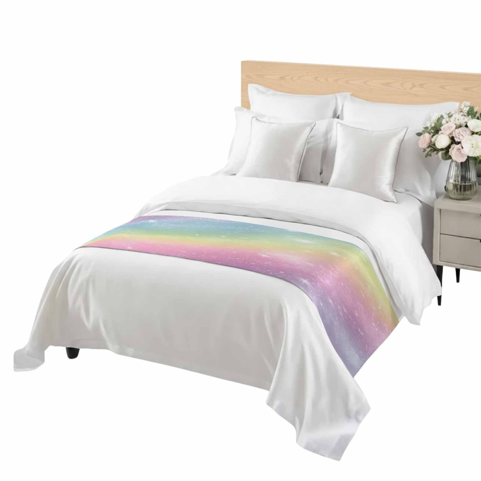 Colorful Rainbow Bed Runner Cal King Size Modern Abstract Fantasy ...
