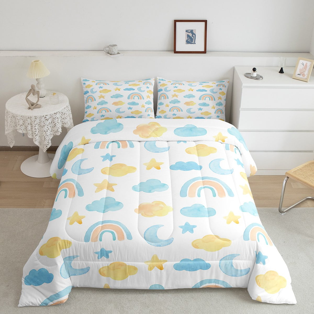 Colorful Rainbow Bedding Comforter Sets Blue Rainbow Print Comforter ...