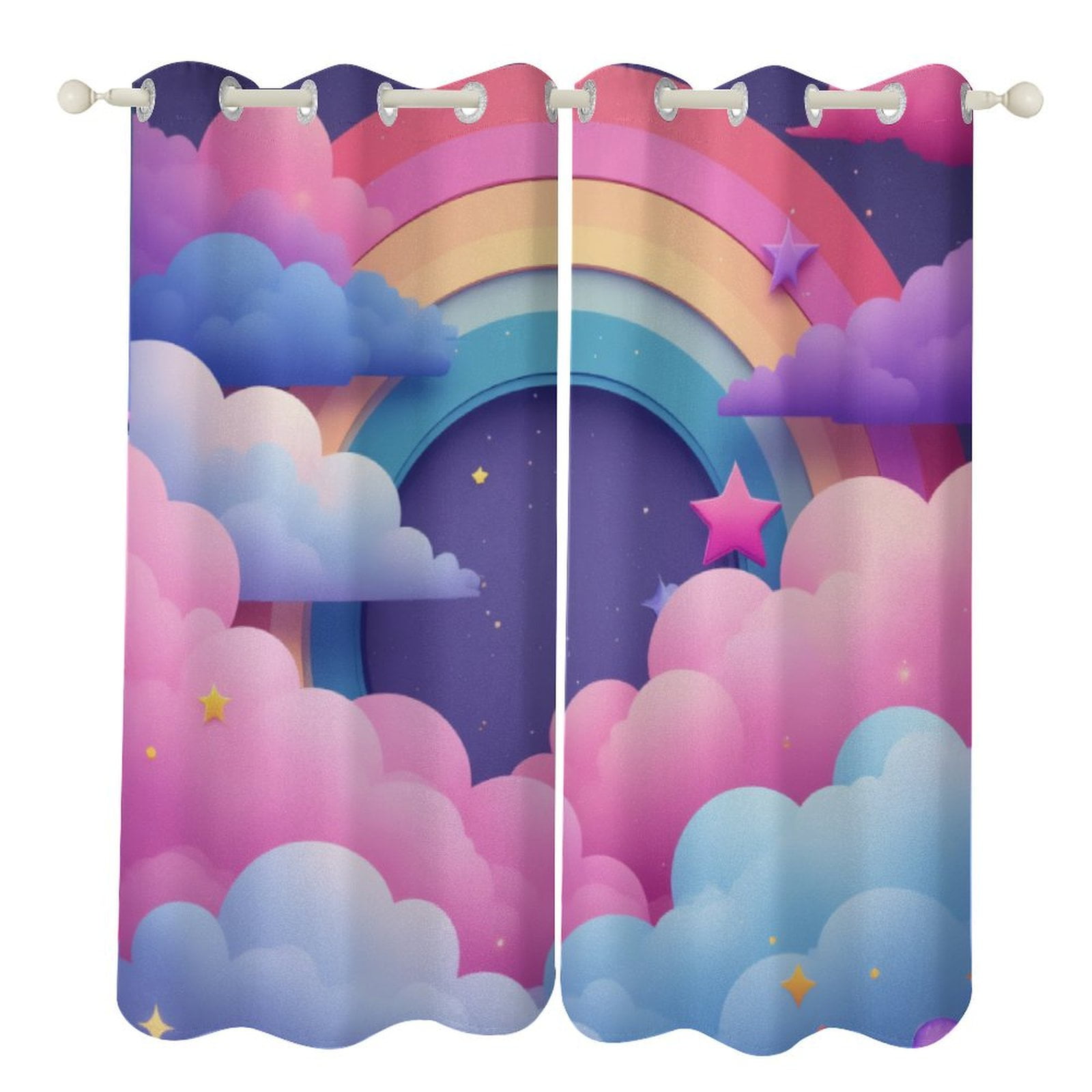 Colorful Rainbow Clouds Pattern Luxury Window Curtains Blinds for Living Room Kids Bedroom ...