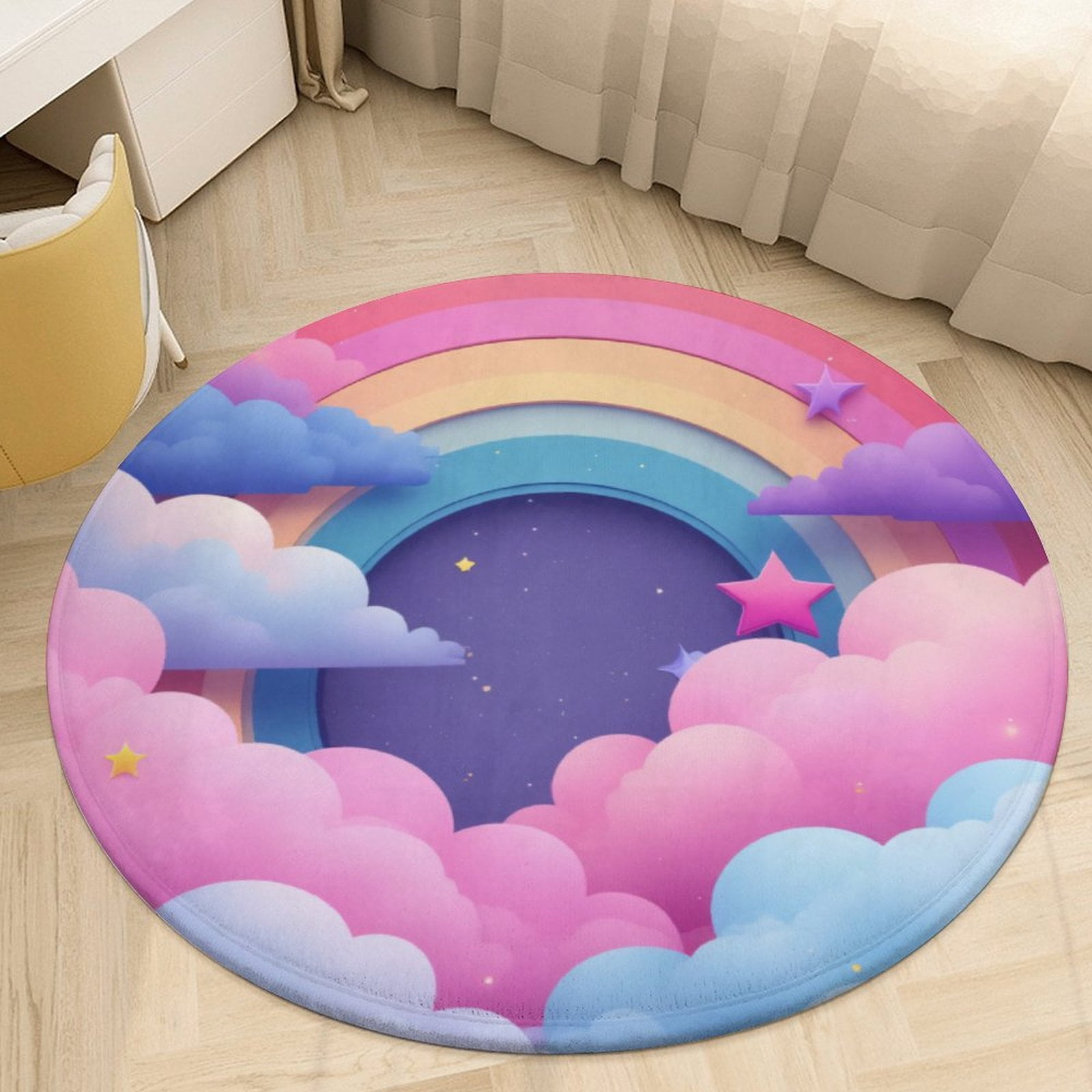 Colorful Rainbow Clouds Pattern Round Area Rugs for Bedroom Living Room ...