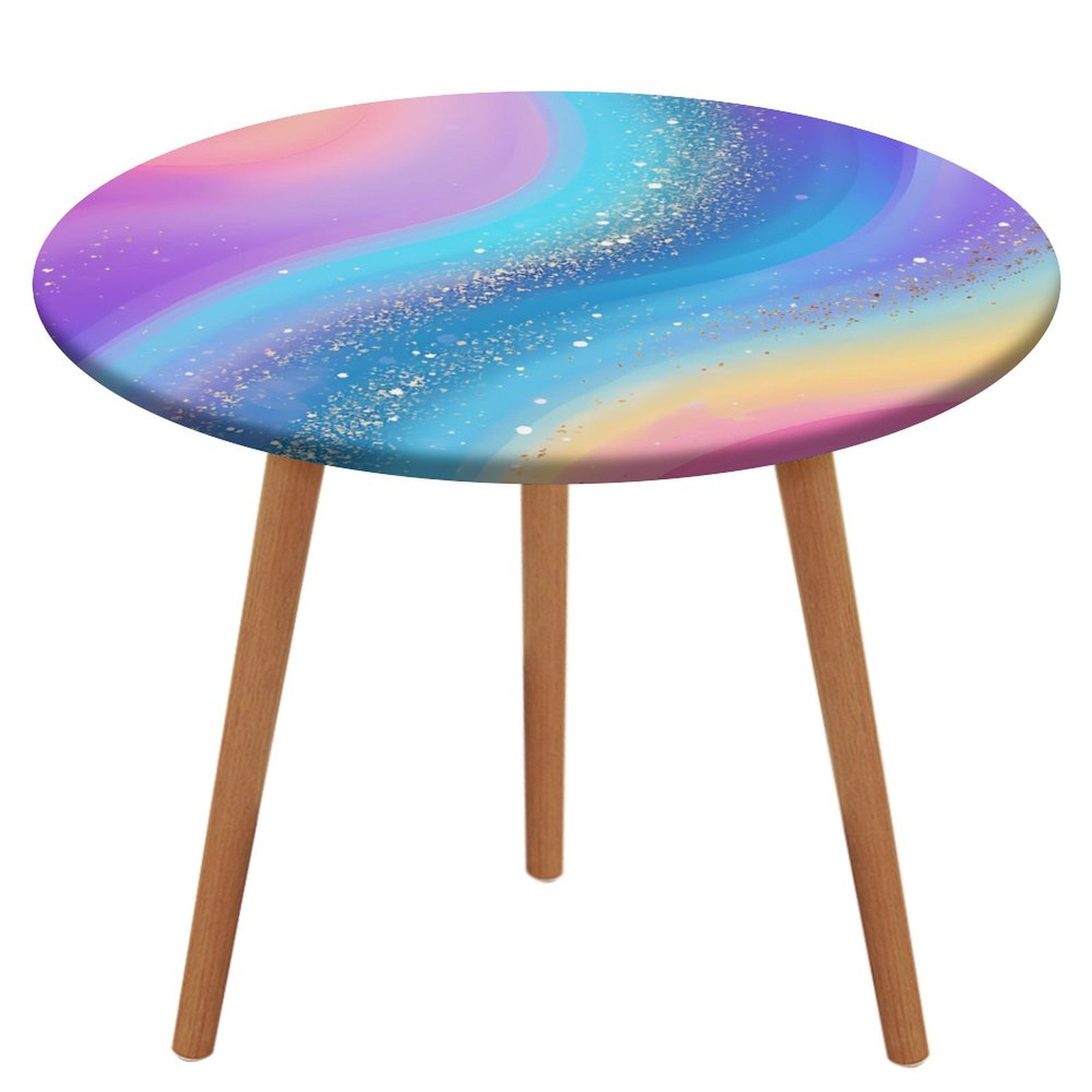 Colorful Rainbow Clouds Pattern Round Tablecloth Waterproof Elastic ...