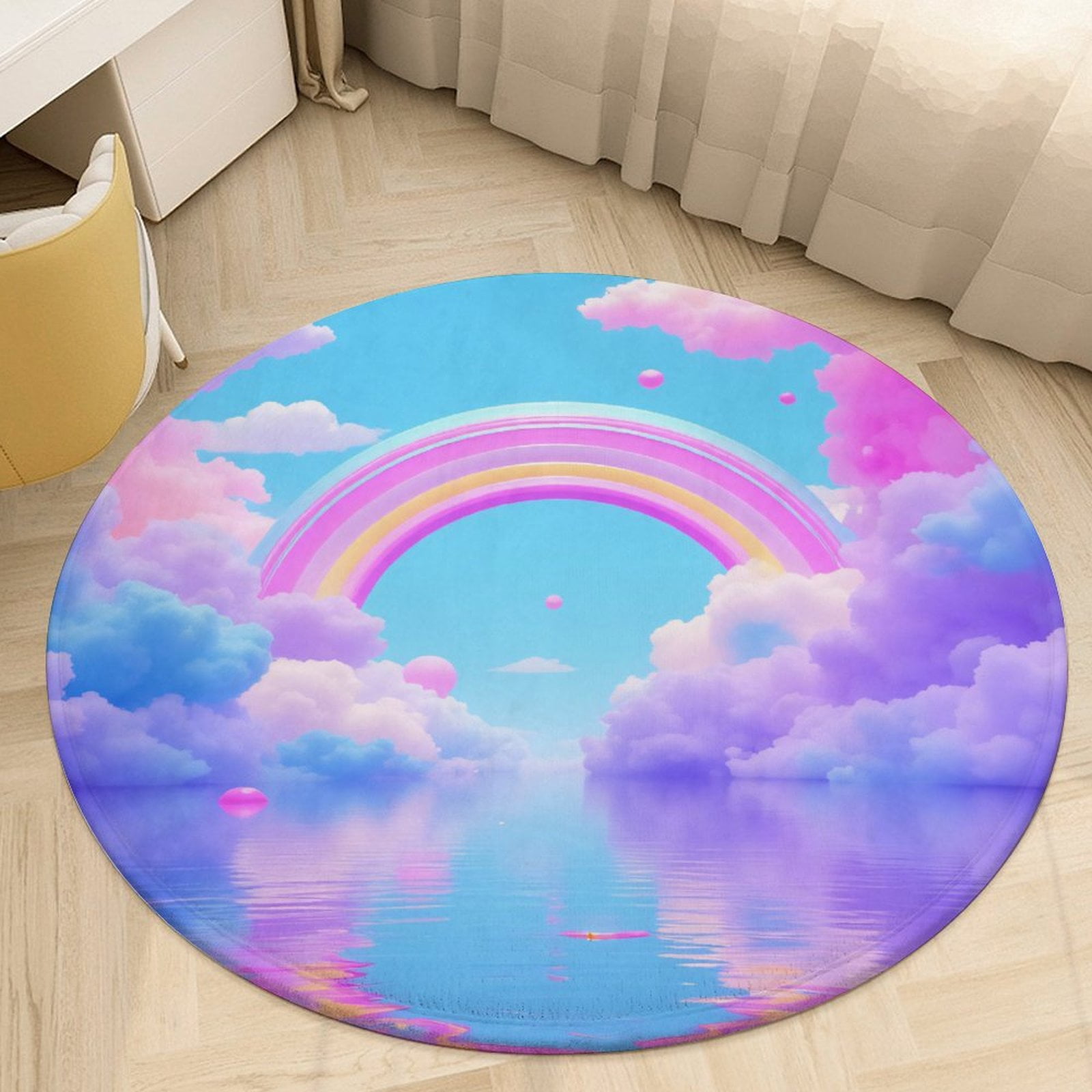Colorful Rainbow Clouds Reflection Round Area Rugs for Bedroom Living ...