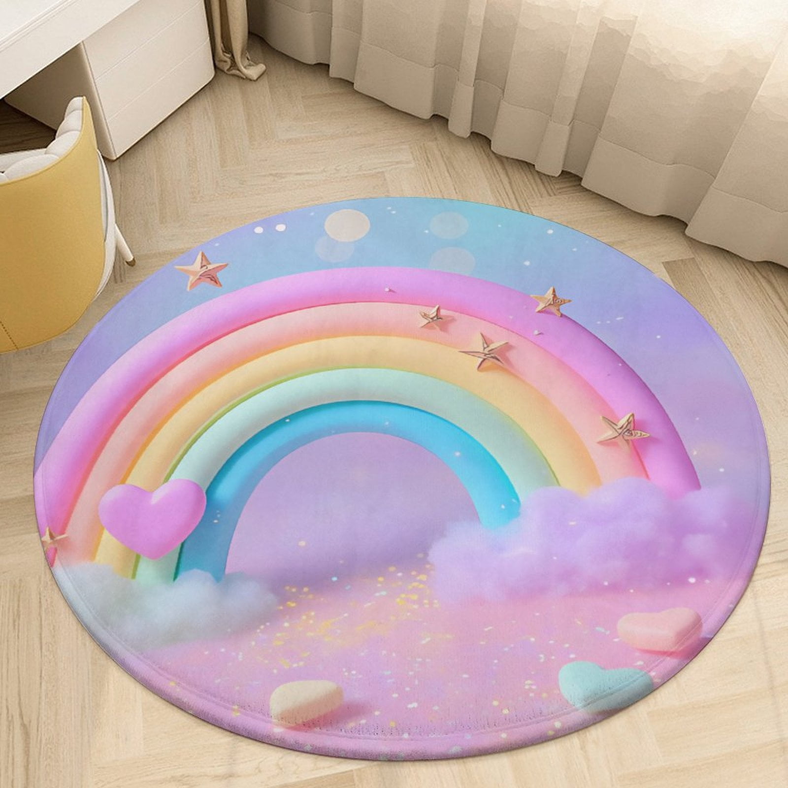 Colorful Rainbow Clouds Round Area Rugs for Bedroom Living Room, 6FT ...