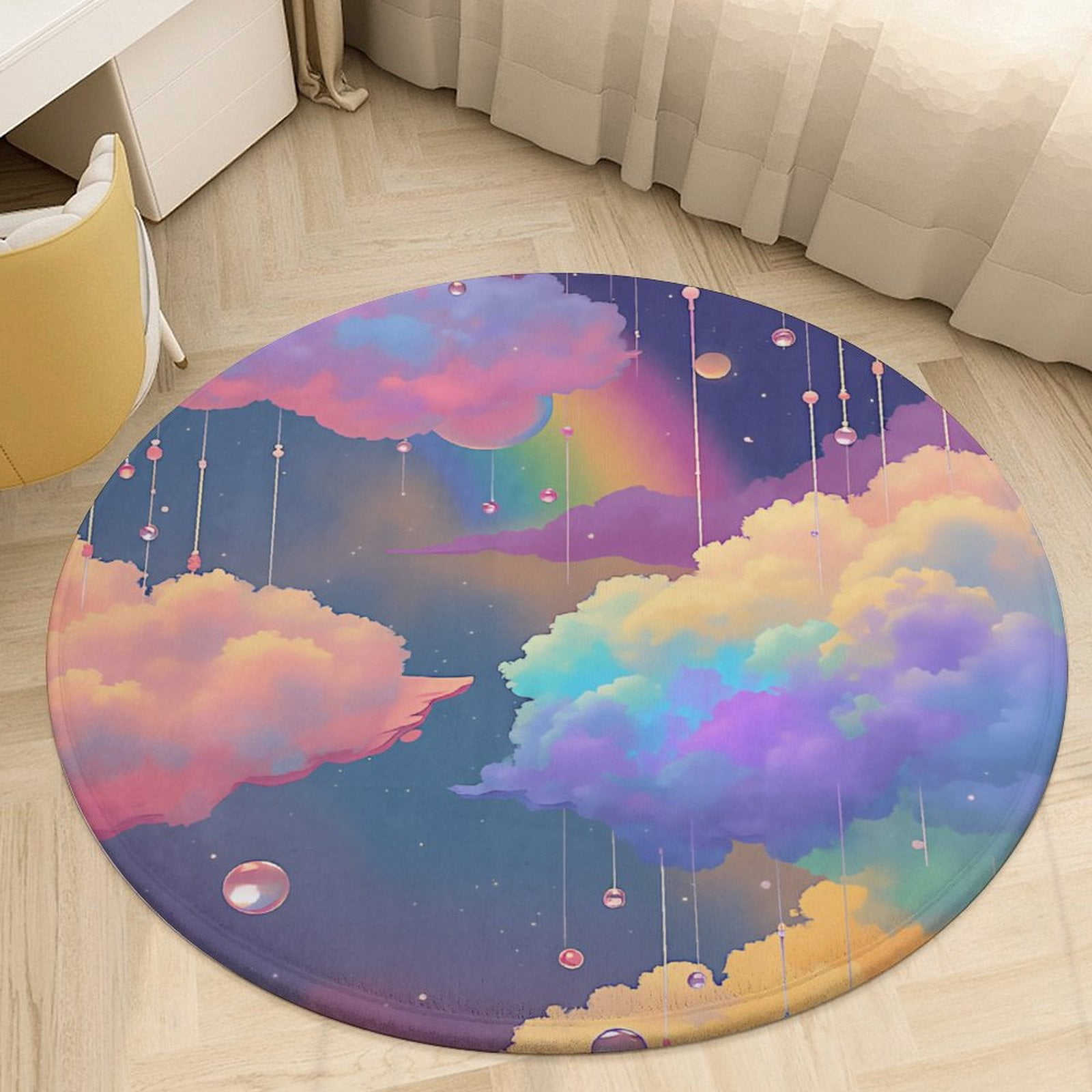 Colorful Rainbow Clouds Round Area Rugs for Bedroom Living Room, 6FT ...