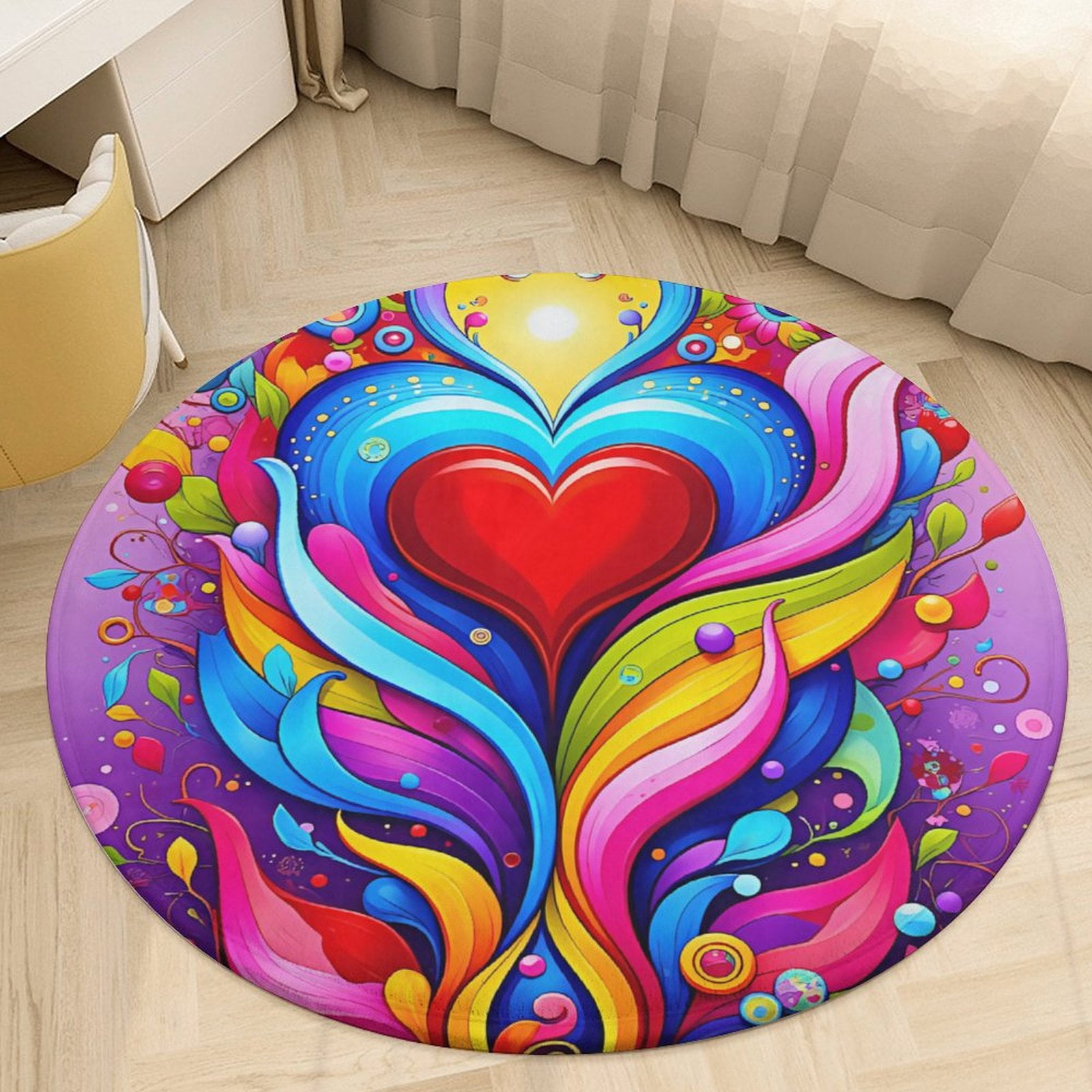 Colorful Rainbow Clouds Round Area Rugs for Bedroom Living Room, 6FT ...