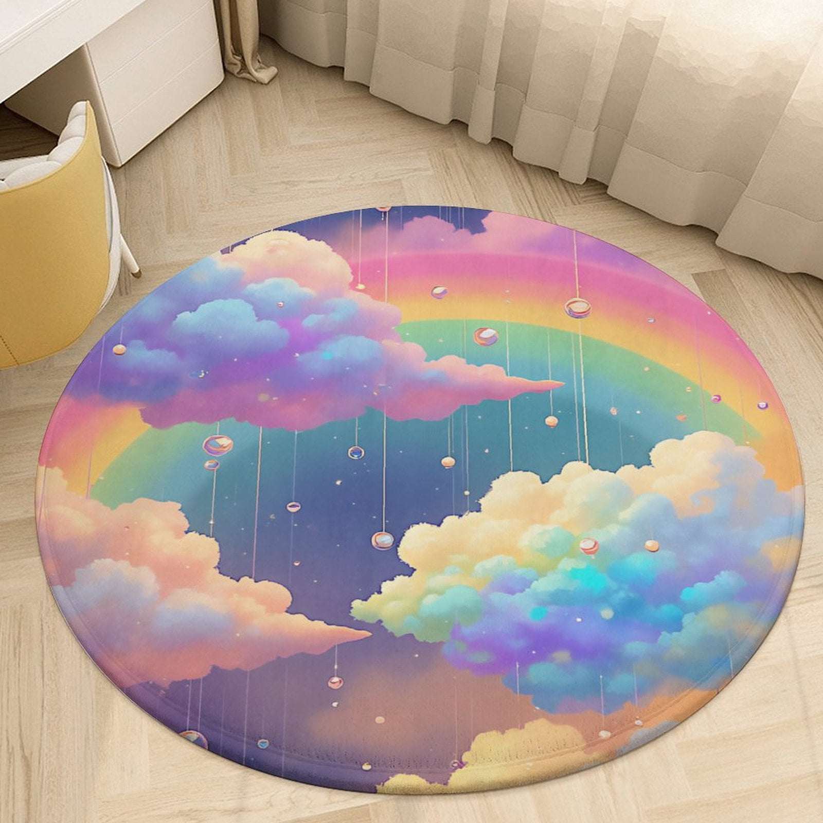 Colorful Rainbow Clouds Round Area Rugs for Bedroom Living Room, 6FT ...