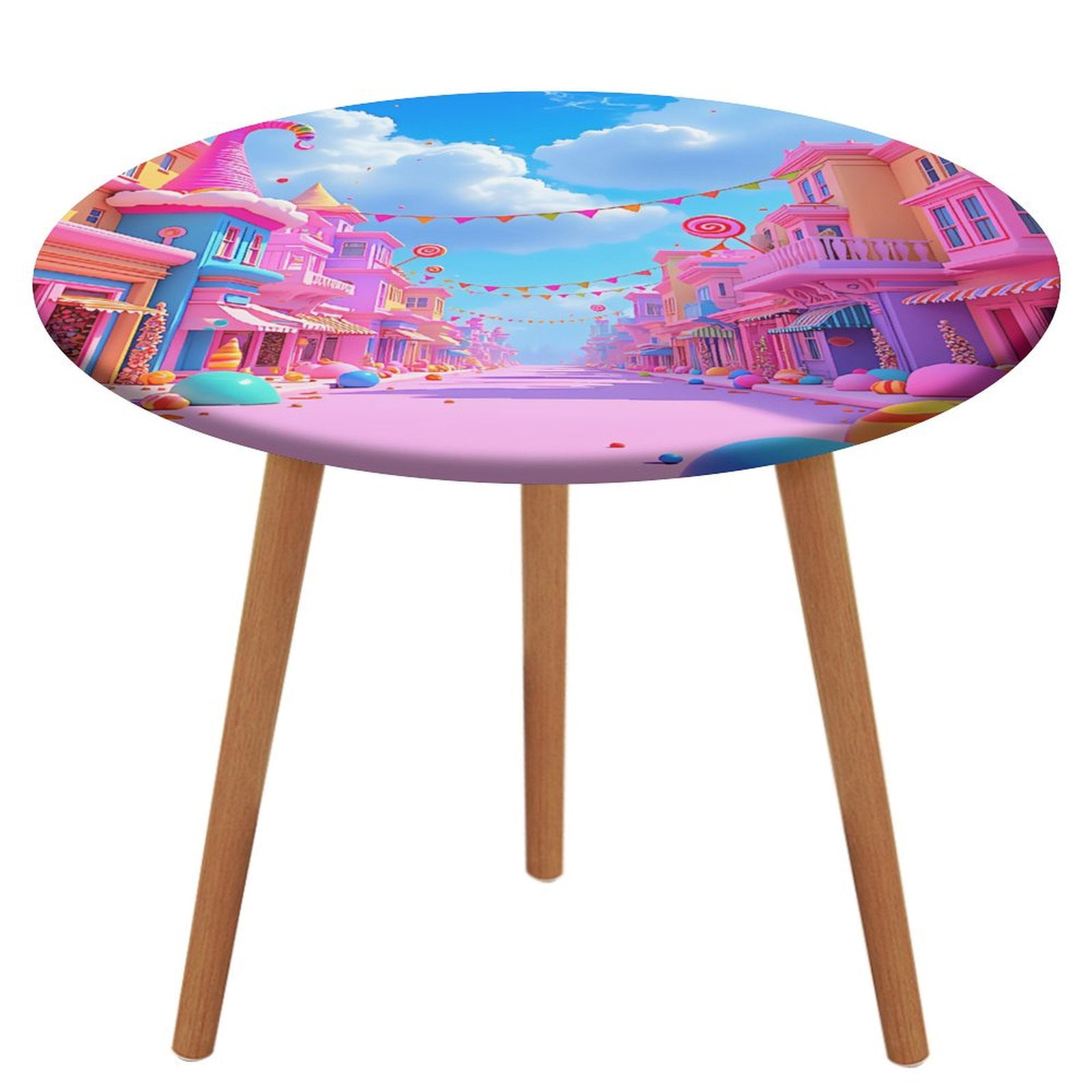 Colorful Rainbow Clouds Tablecloth Round Elastic Fitted Waterproof ...