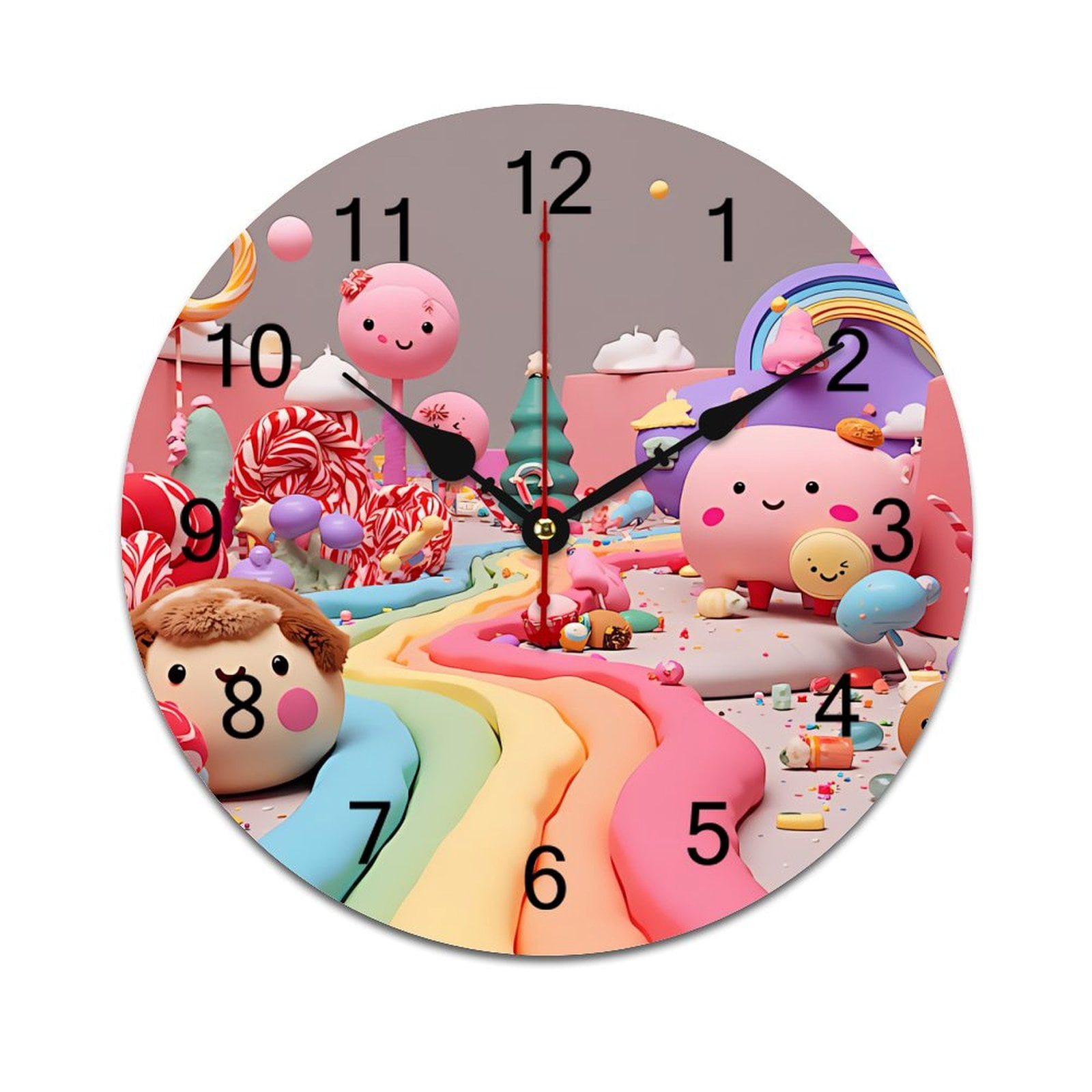 Colorful Rainbow Clouds Time Decorative Wall Clocks Round Large Wall ...