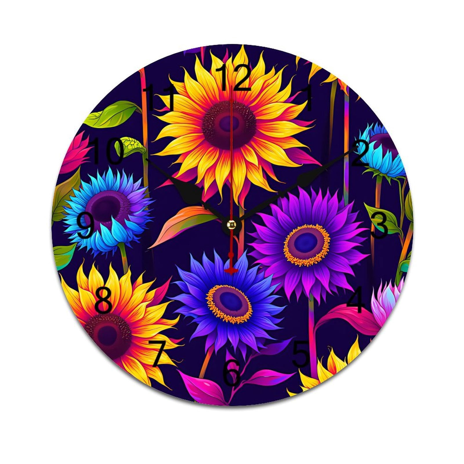 Colorful Rainbow Clouds Word Saying Big Wall Clock Home Decor Art Watch ...