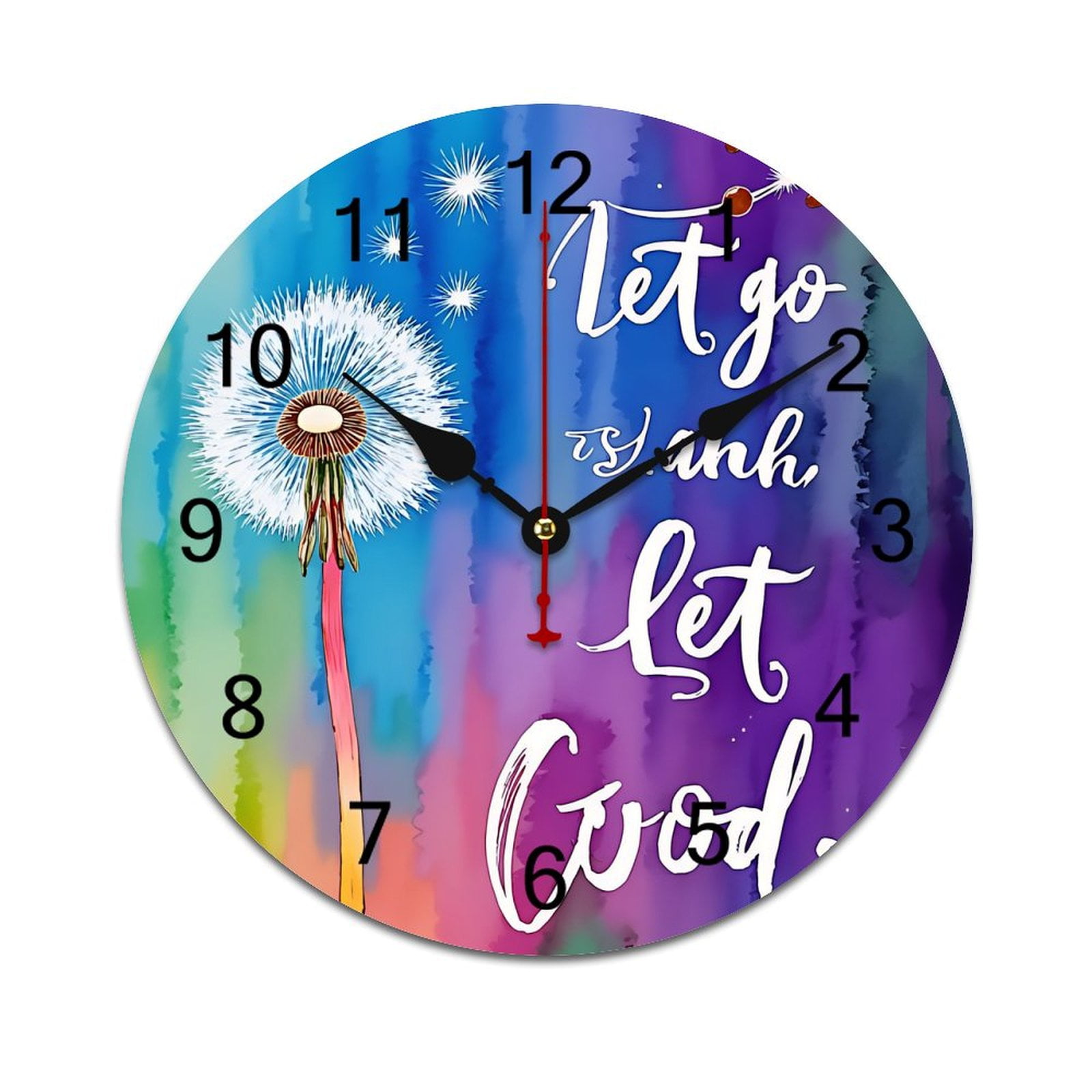 Colorful Rainbow Clouds Word Saying Big Wall Clock Home Decor Art Watch ...