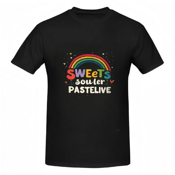 Colorful Rainbow Design Cotton Short Sleeve T-Shirt with ' Sweets ...