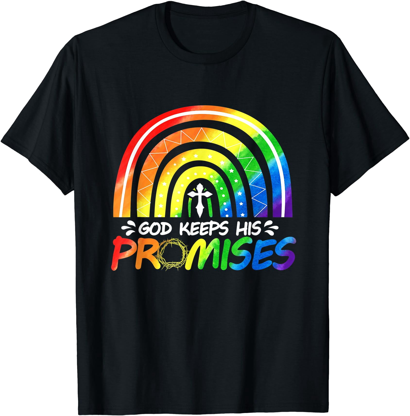 Colorful Rainbow Design God Keeps His Promise T-Shirt for Faith and ...