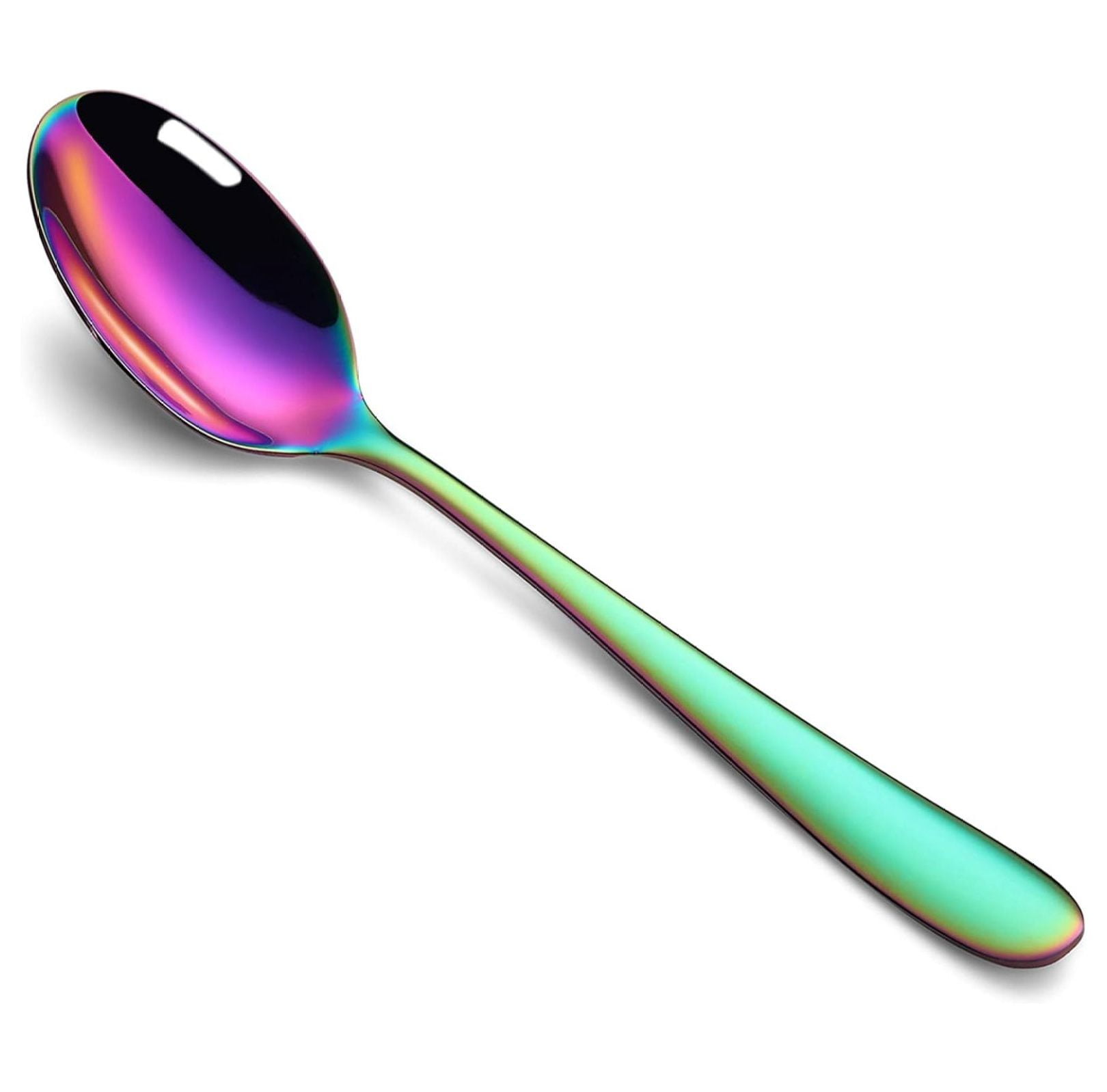 Colorful Rainbow Dinner Spoons Set, Stainless Steel 8-Piece Flatware ...