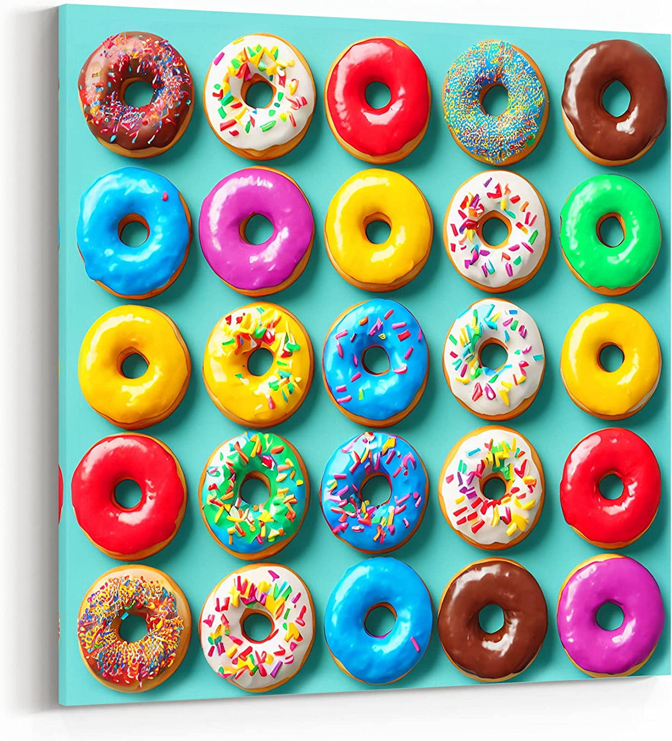 Colorful Rainbow Donuts Collecton, Kitchen Decoration Painting Canvas ...