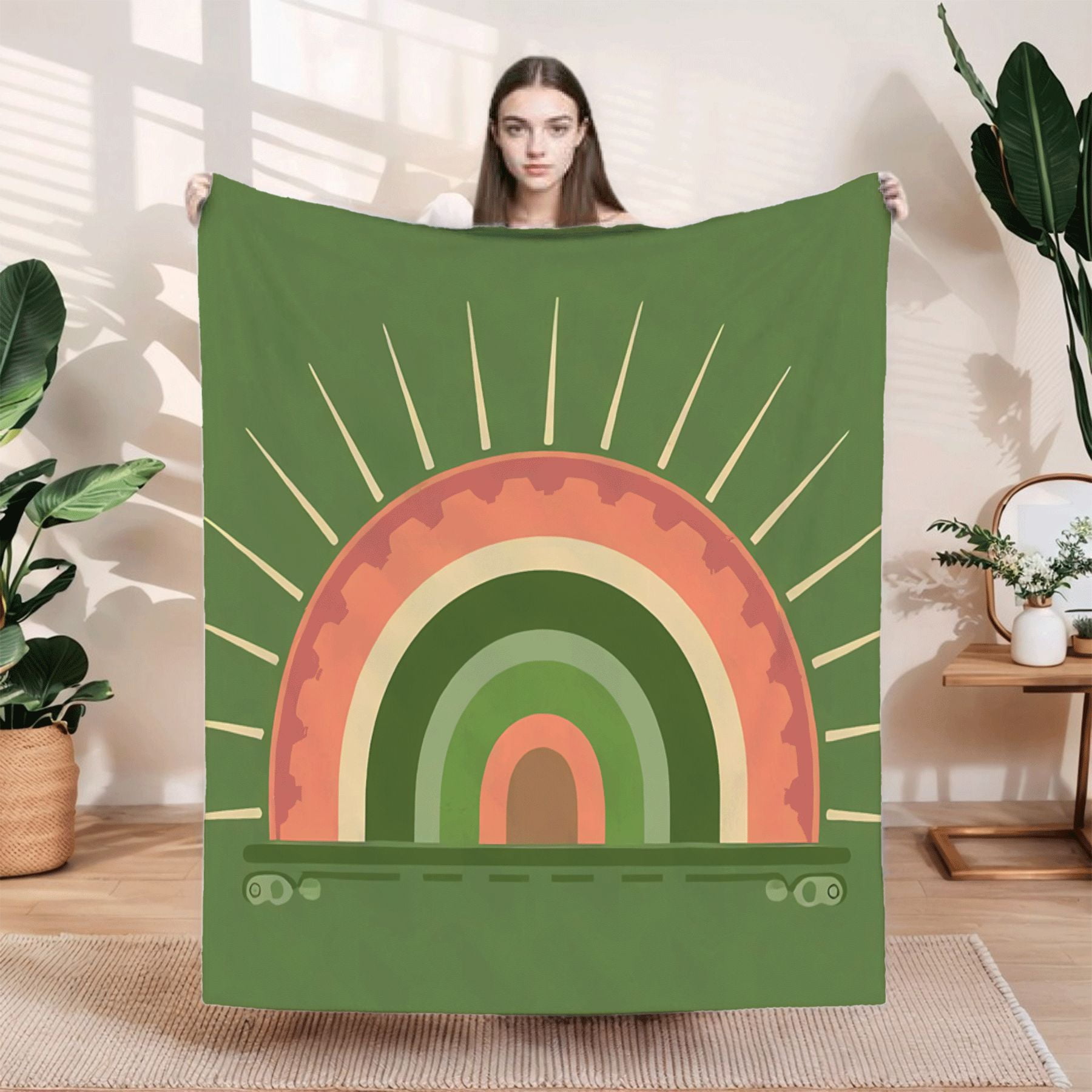 Colorful Rainbow Flannel Blanket - Soft Cozy Durable for Sofa Travel ...