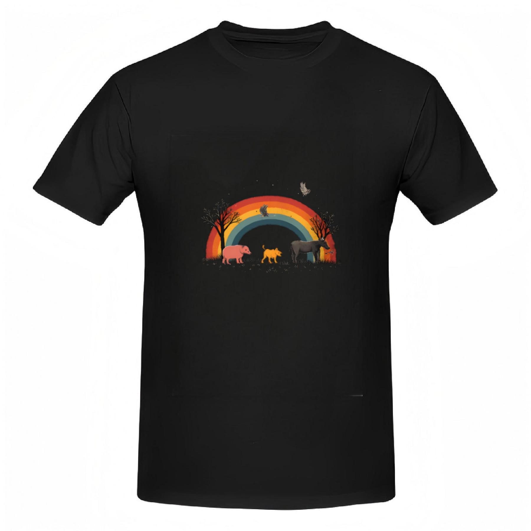 Colorful Rainbow Graphic Cotton Short Sleeve T-Shirt for Women with ...