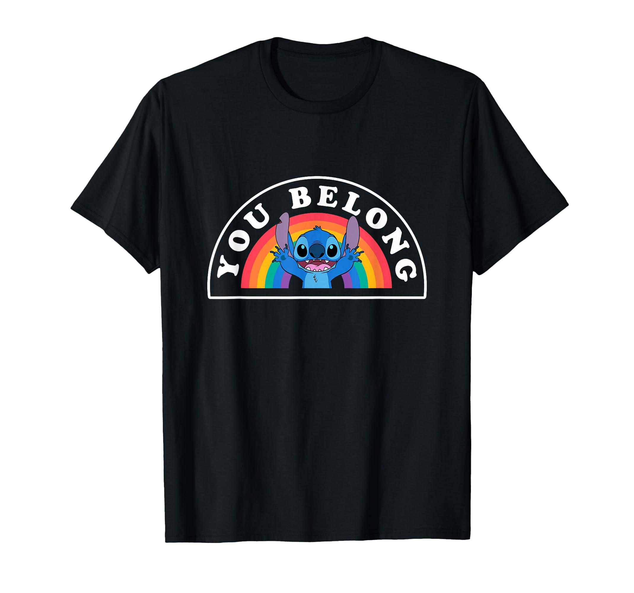 Colorful Rainbow Graphic T-Shirt with 'YOU BELONG' Design for Positive ...
