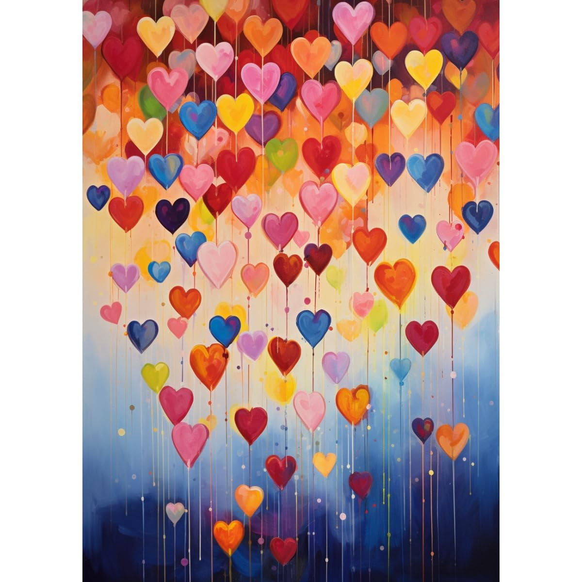 Colorful Rainbow Heart Balloons DIY 5D Diamond Art Paint with Full ...