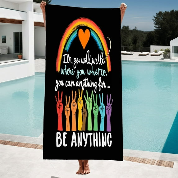 Colorful Rainbow Heart Beach Towel - Fun Peace Sign Design Perfect for ...