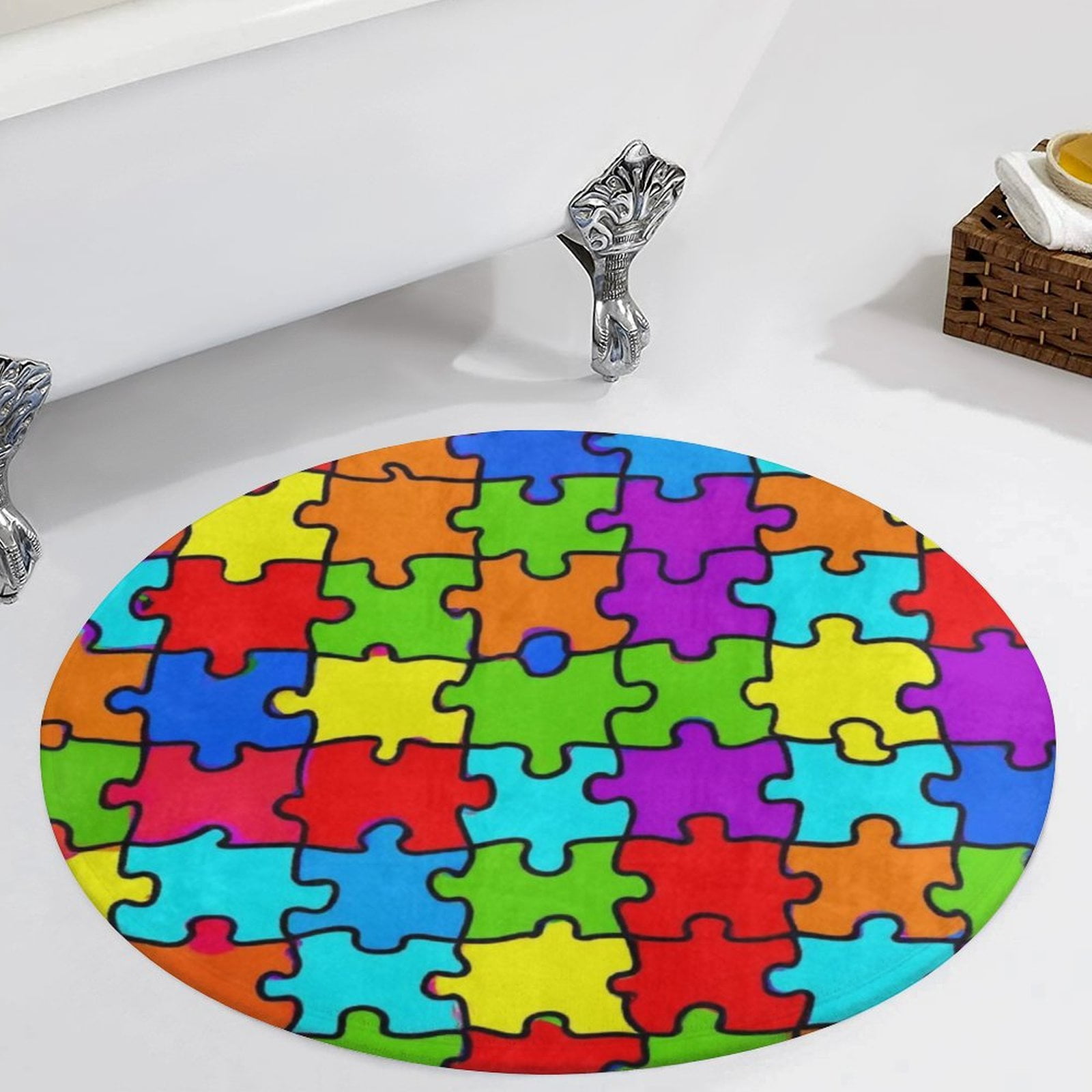 Colorful Rainbow Jigsaw Puzzle Pattern- Autism Awareness Journal-1 Area ...