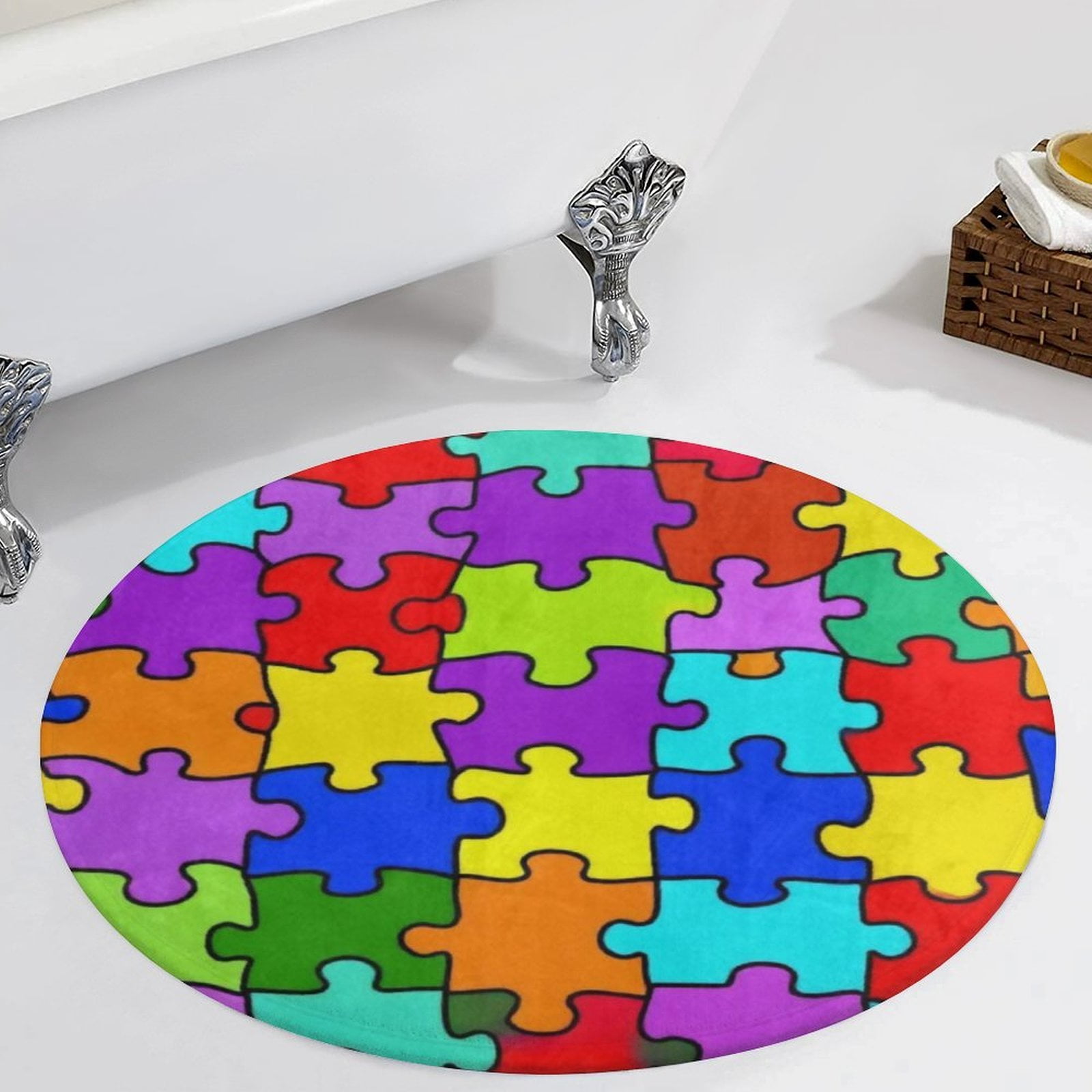 Colorful Rainbow Jigsaw Puzzle Pattern- Autism Awareness Journal-2 Area ...