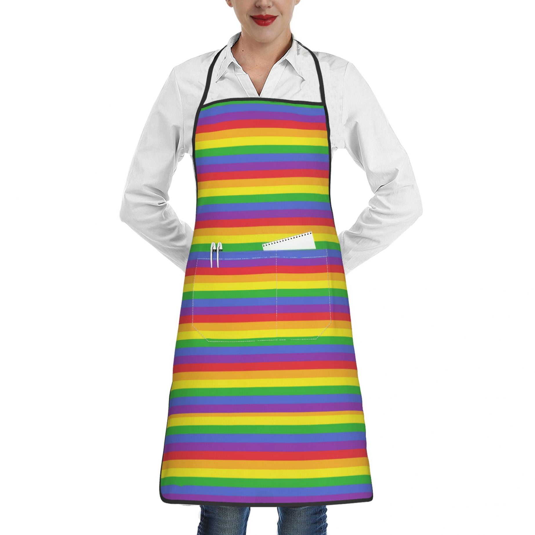 Colorful Rainbow Line Picture Women'S And Men'S Kitchen Waterproof ...