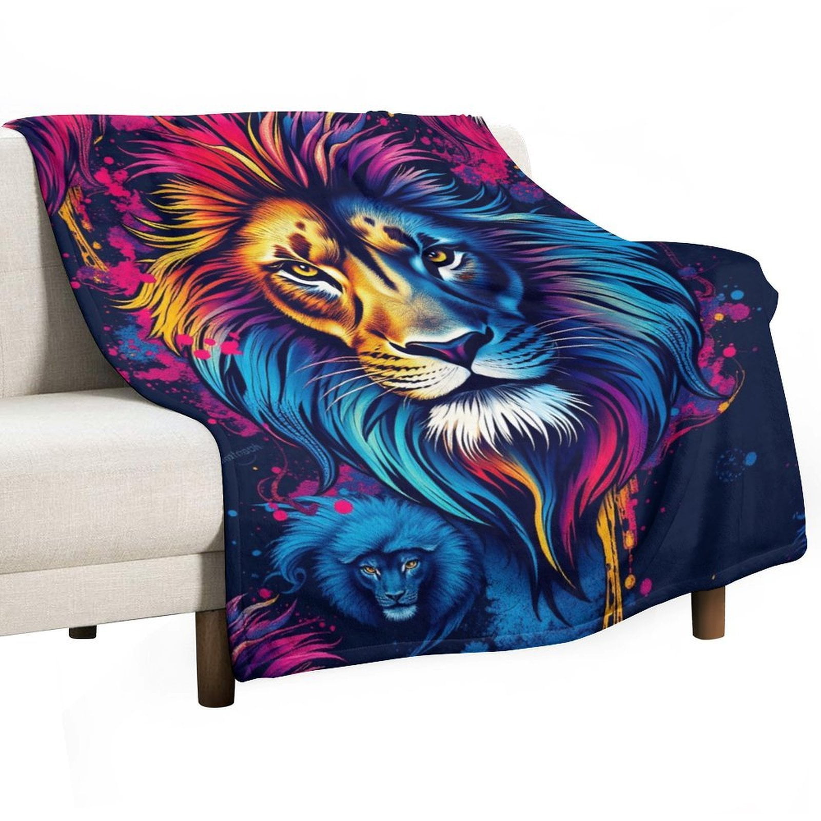 Colorful Rainbow Lion Throw Blanket for Sofa Luxury Home Interior ...
