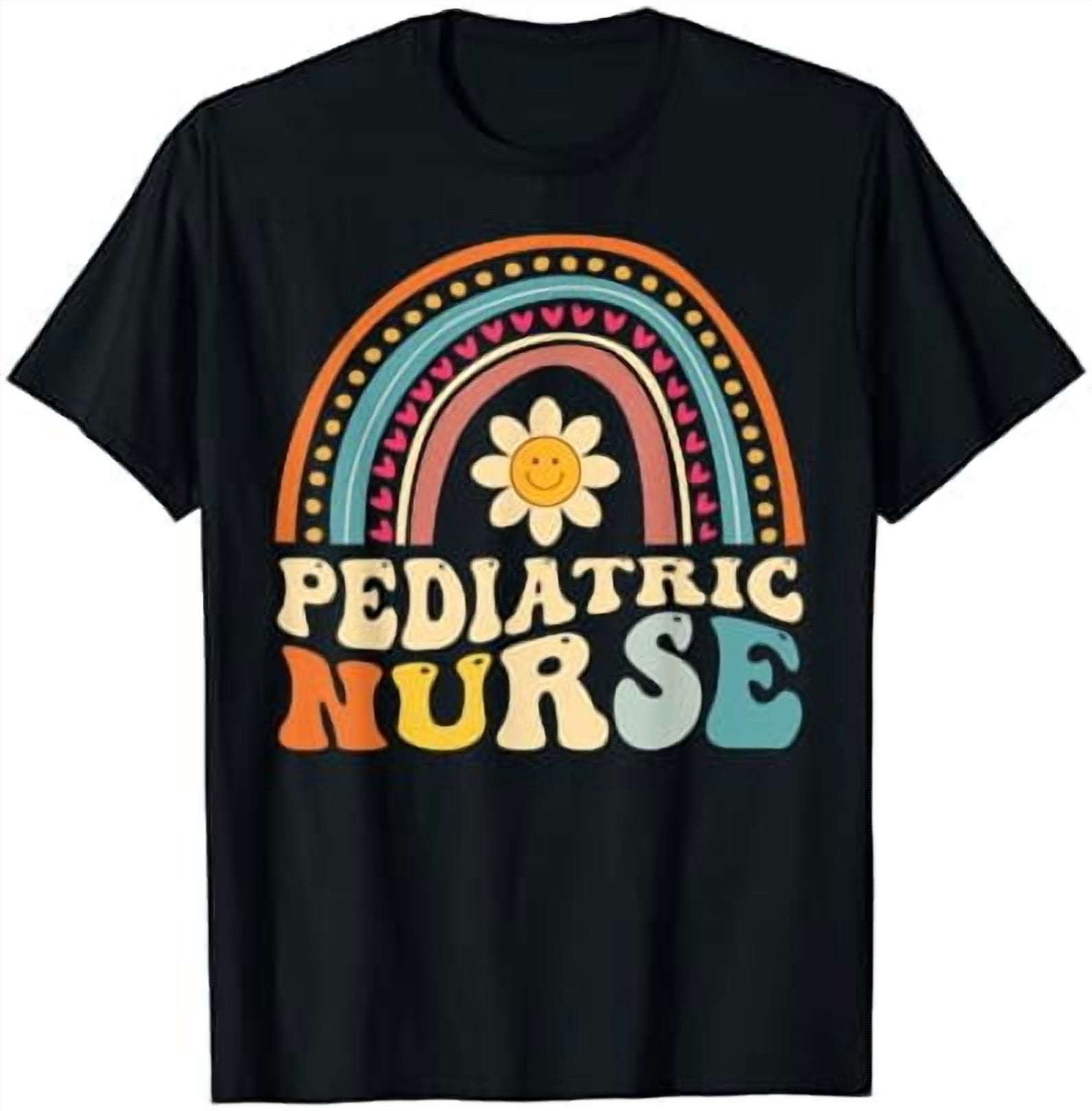 Colorful Rainbow Pediatric Nurse T-Shirt for Future Nurses in Nursing ...