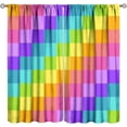 Colorful Rainbow Plaid Blackout Window Curtains, Groovy 70s Retro ...