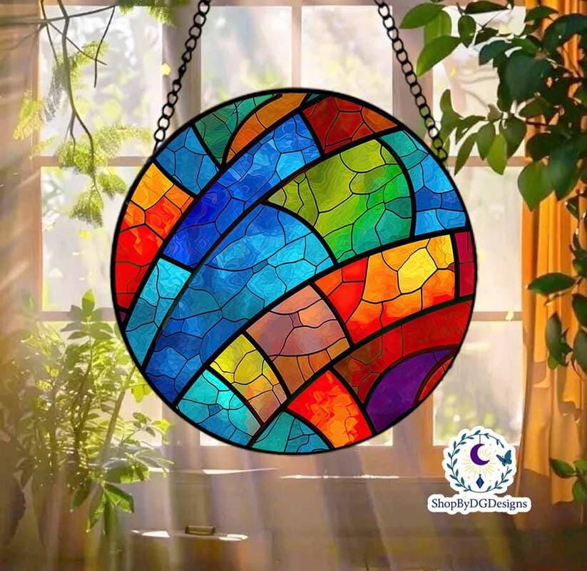 Colorful Rainbow Stained Glass Suncatcher, Pride Window Art for LGBT ...