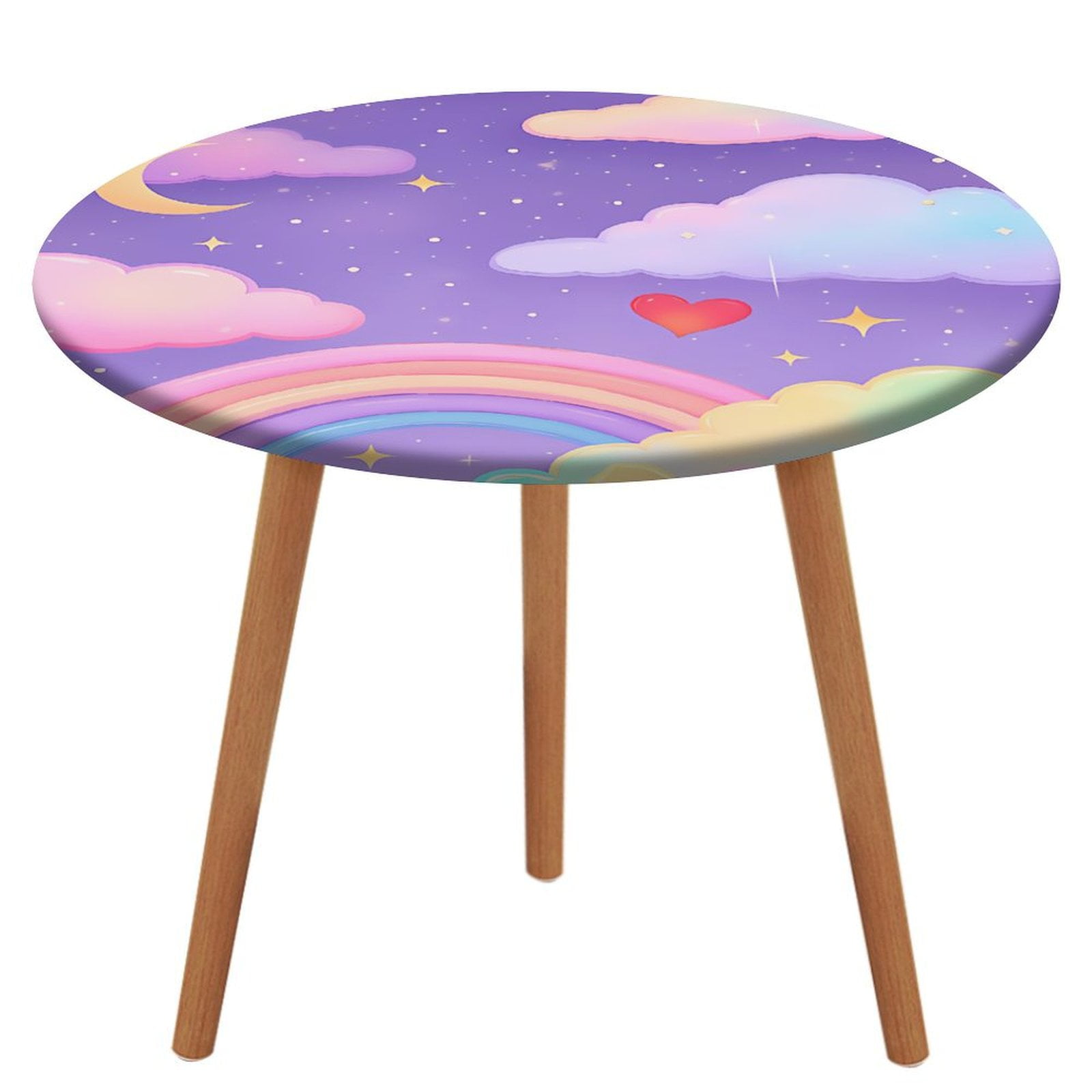 Colorful Rainbow Star Castle Pattern Round Tablecloth Waterproof ...