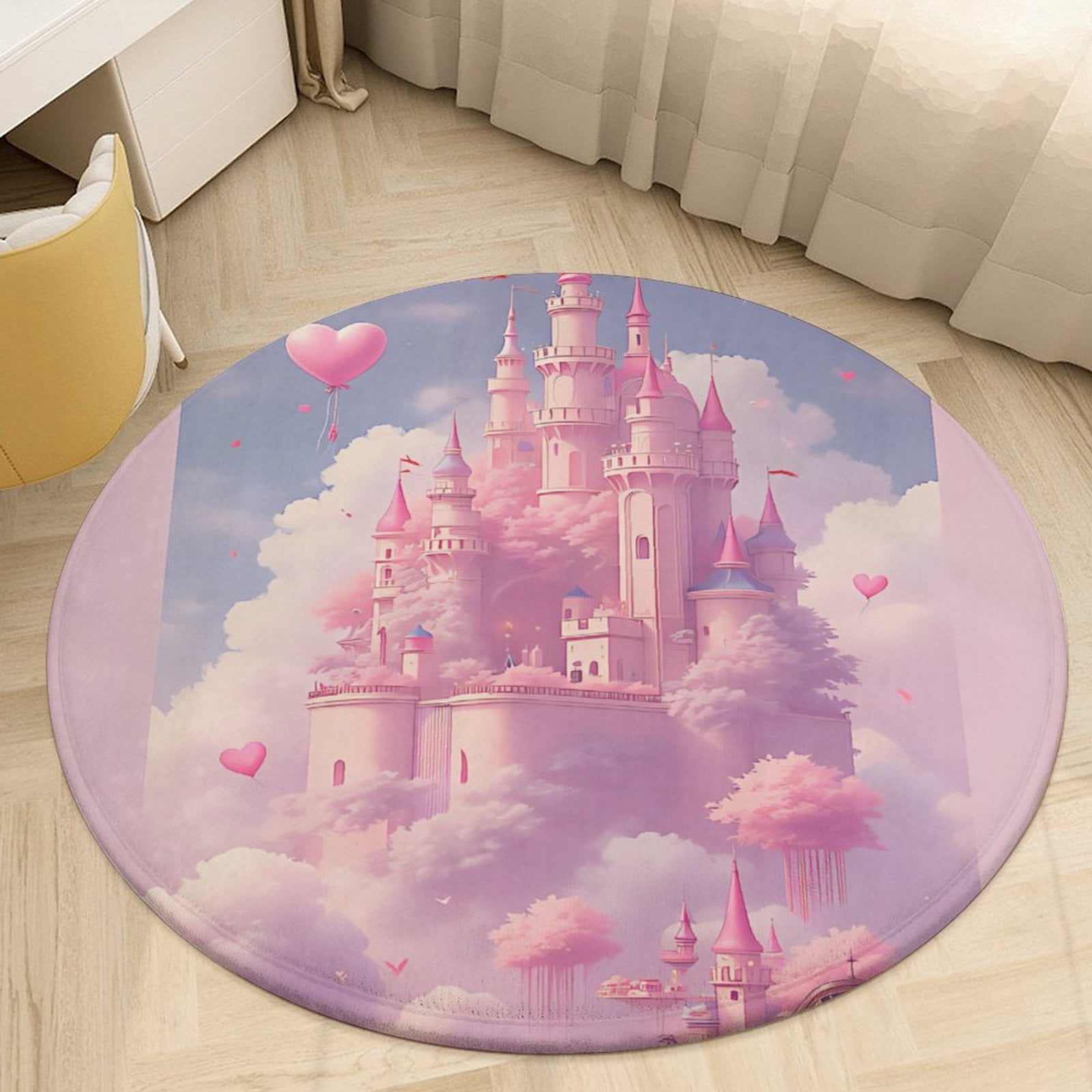 Colorful Rainbow Star Castle Round Area Rugs for Bedroom Living Room ...