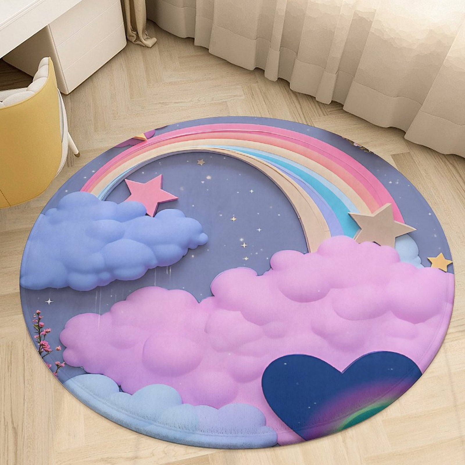 Colorful Rainbow Star Castle Round Area Rugs for Bedroom Living Room ...