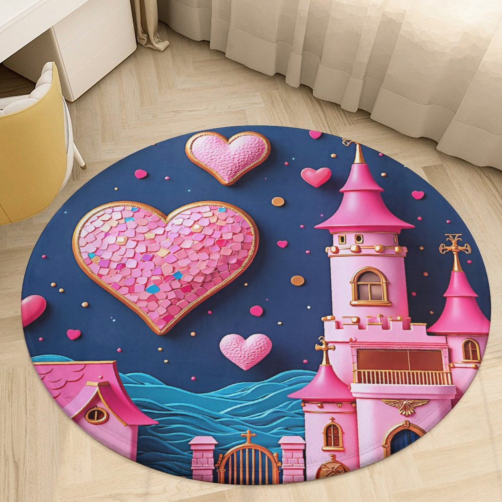 Colorful Rainbow Star Castle Round Area Rugs for Bedroom Living Room ...