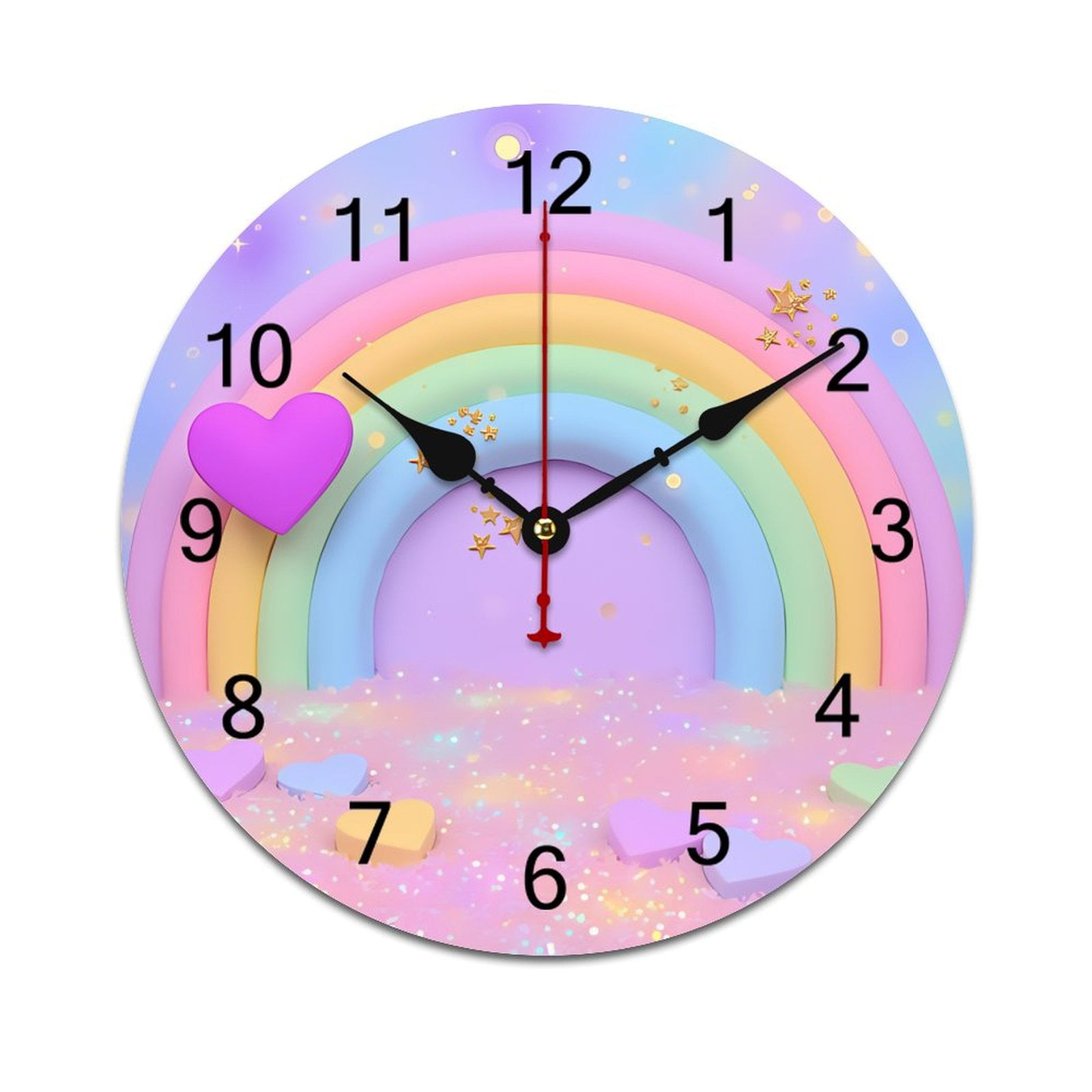 Colorful Rainbow Star Castle Word Saying Big Wall Clock Home Decor Art ...