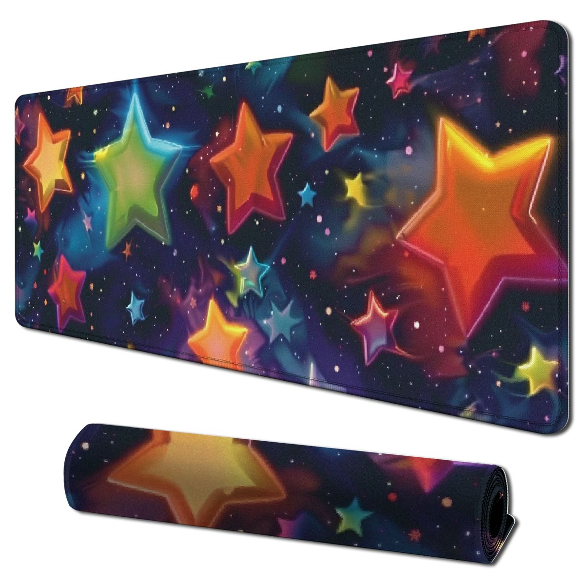 Colorful Rainbow Stars Pattern Large Office Gaming Mouse pad Strong Adhesion and Durability ...