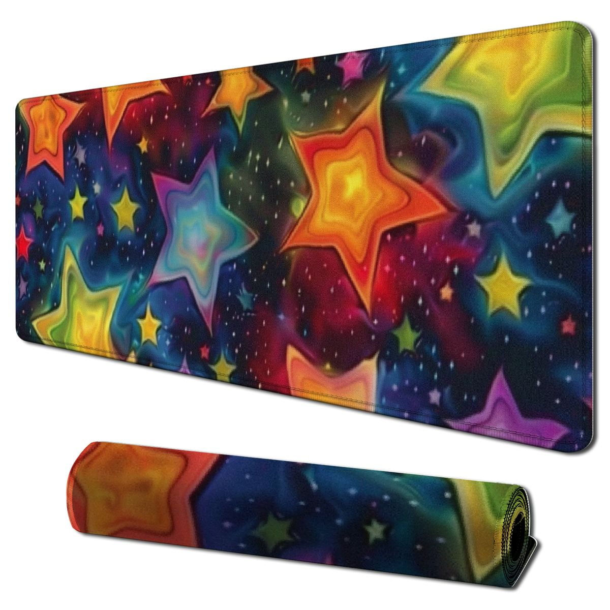 Colorful Rainbow Stars Pattern Large Office Gaming Mouse pad Strong Adhesion and Durability ...