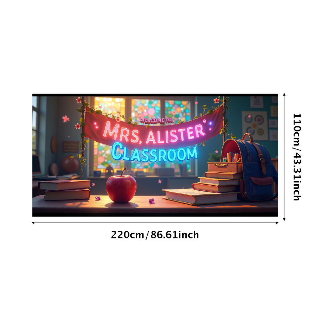 Colorful Rainbow Themed Backdrop Banner with Floral Elements for Mrs ...