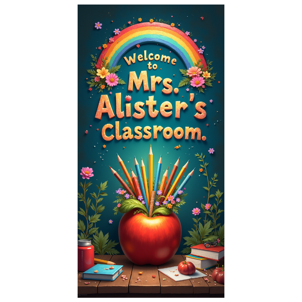Colorful Rainbow Themed Banner with Floral Decorations Mrs Alisters ...
