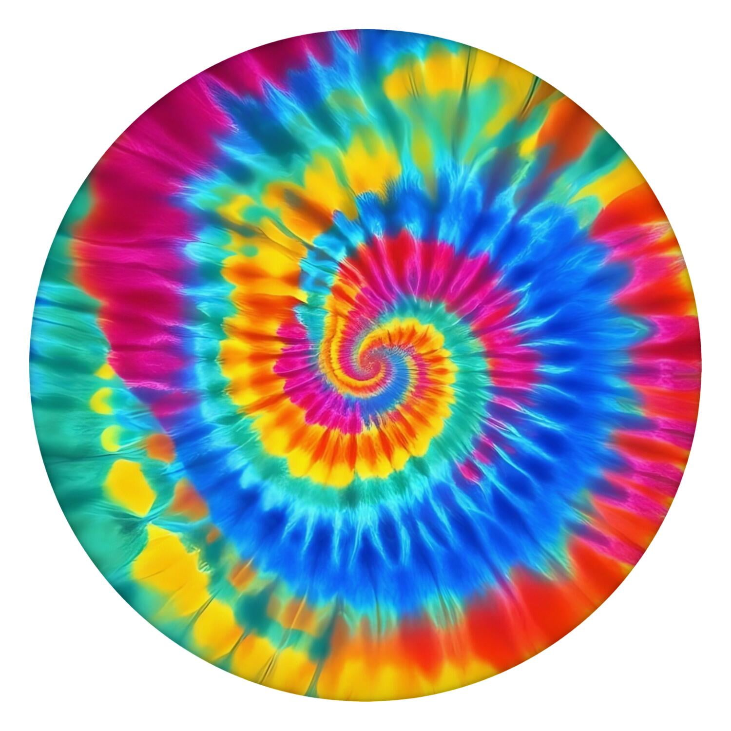 Colorful Rainbow Tie Dye Spiral Pattern Round Fitted Tablecloth with ...