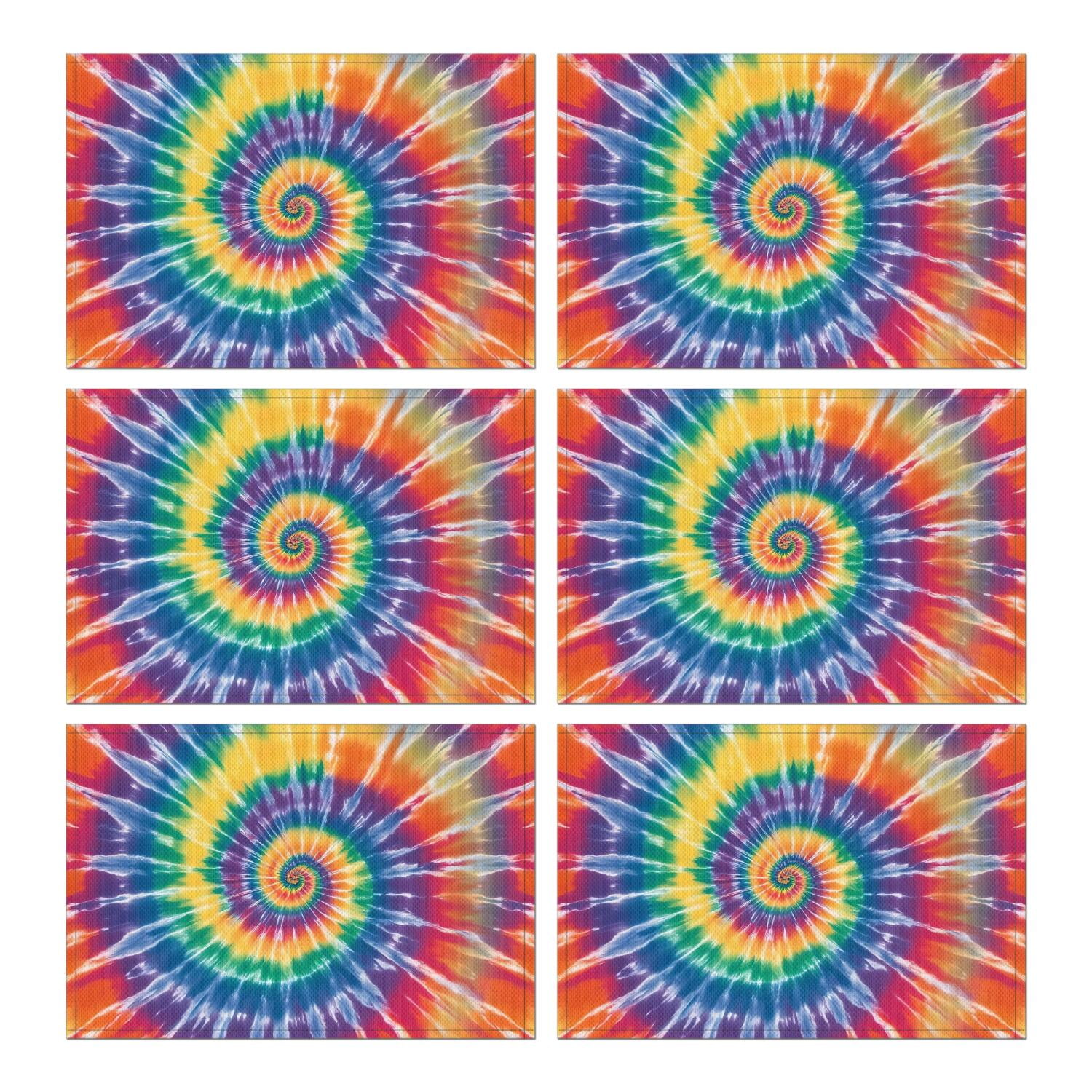 Colorful Rainbow Tie Dye Spiral Pattern Summer Placemats Table ...