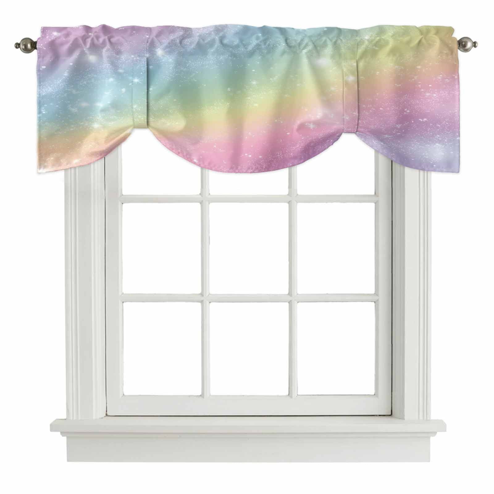 Colorful Rainbow Tie Up Valance Curtains Modern Abstract Fantasy ...